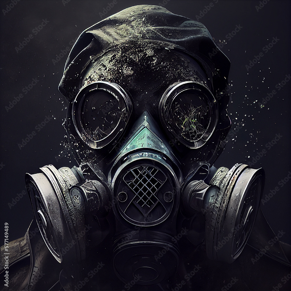 Man with a gas mask, nuclear war and environmental disaster ...