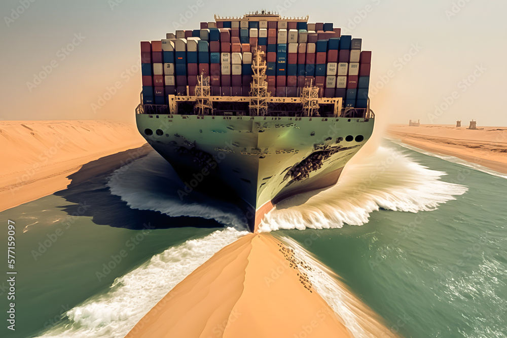 Accident transport, Container cargo ship accident crash in sandy Suez ...