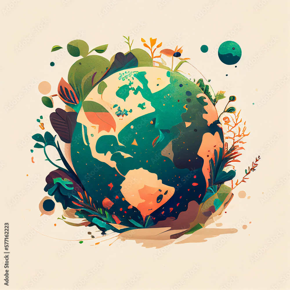 Earth Day Illustration Planet Globe World Ecology Nature Map Global ...