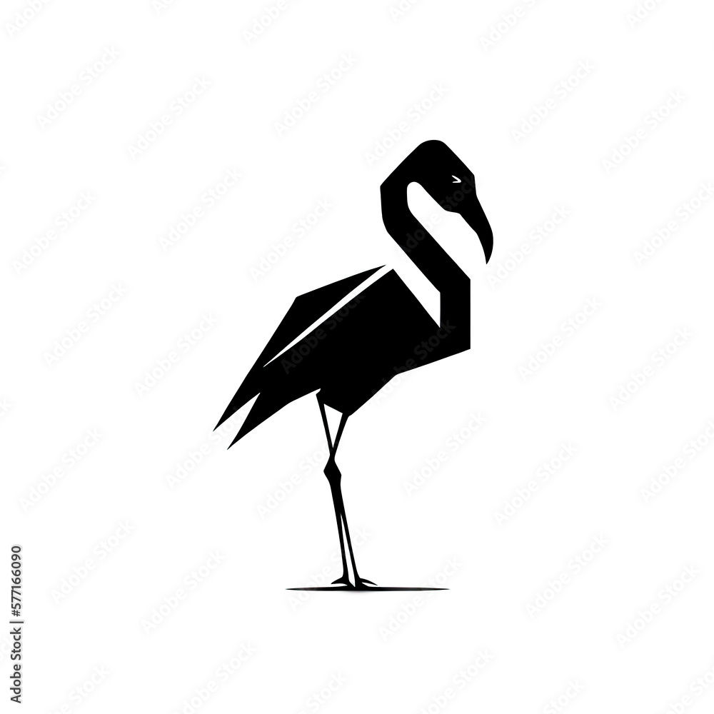 Minimal flamingo 2d, simple logo design of flamingo, flat, design ...