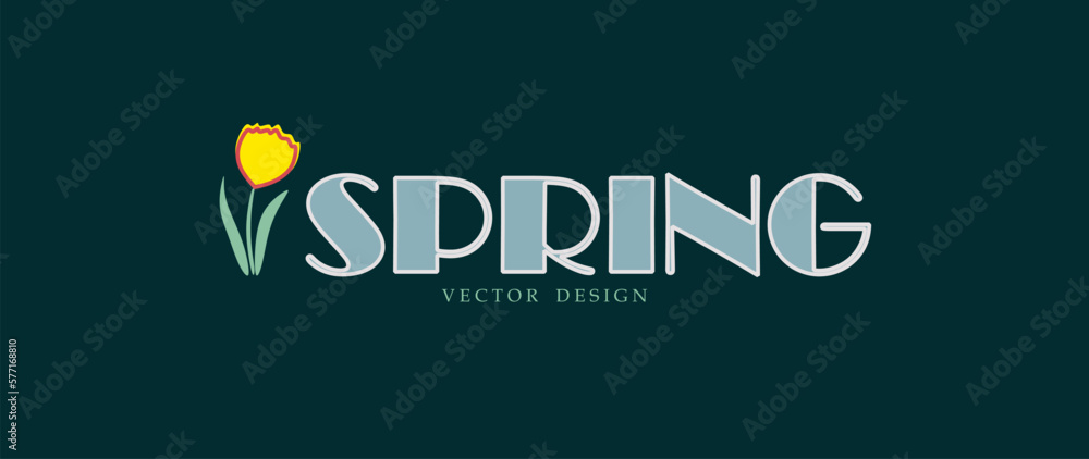 Vector illustration. Simple background, spring, flower, blue-green ...