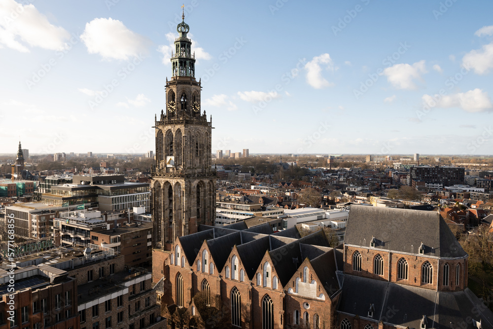 Martinitoren tower st Martin's church in Groningen Holland on clear ...