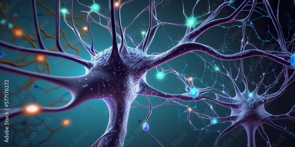 Nervenzellen im Verbund als 3d Illustration - Gehirnzellen und Neuronen ...