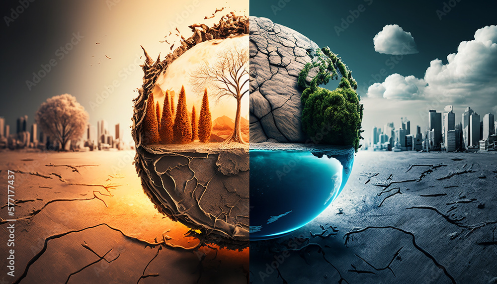 problem of humanity,global warming .Illustration displays the result of ...