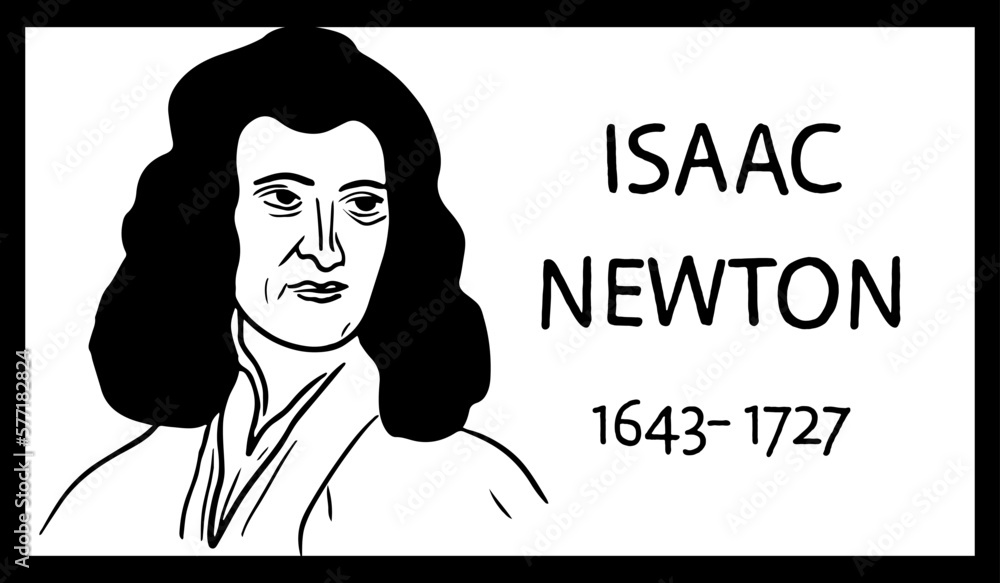 Isaac Newton portrait sketch drawing Stock Vector | Adobe Stock
