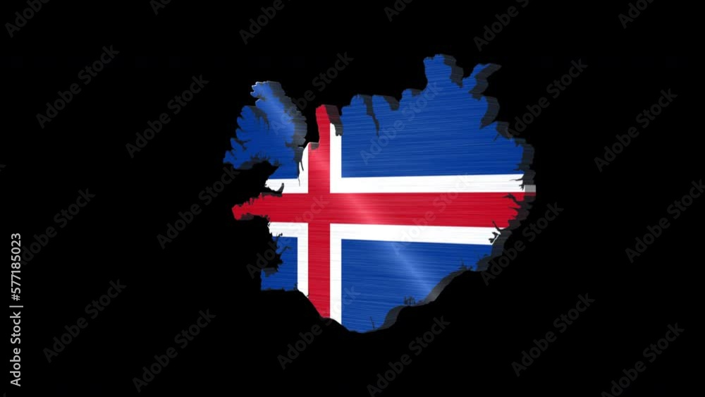3D animation of Iceland map rotating, isolated by alpha channel ...