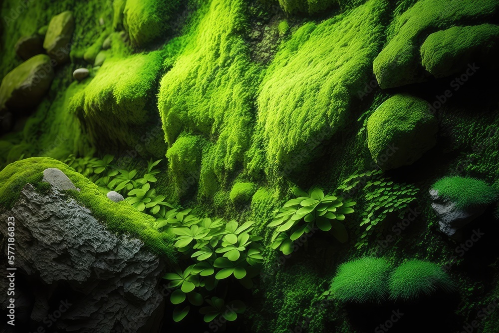 Painted Stabilized Moss Texture Background, Green Moss Wall for Modern ...