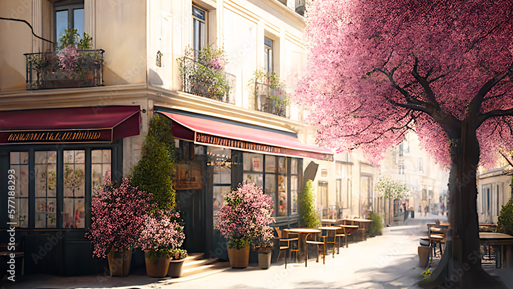 ภาพประกอบสต็อก Street view with cafe or restaurant. Coffee shop in the ...