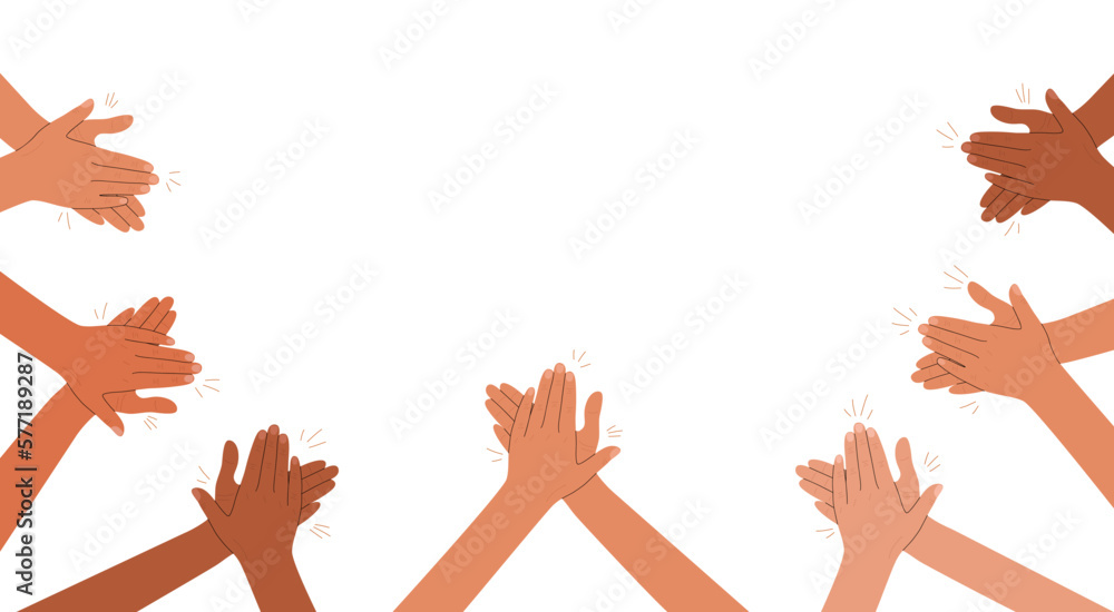 Flat vector cartoon illustration of hands clapping. Applause and ...