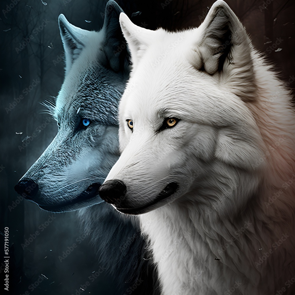 Two Wolves In Love Wallpaper