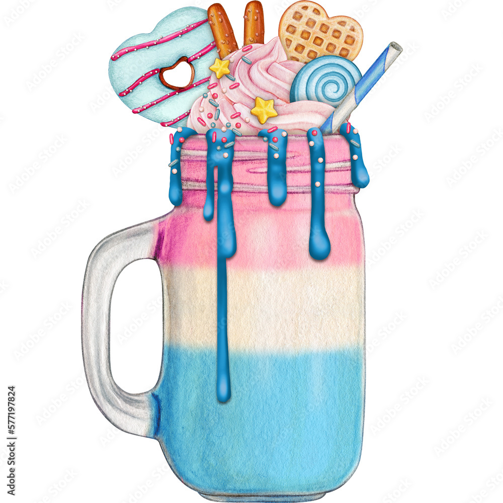 watercolor hand drawn milkshake Stock Illustration | Adobe Stock