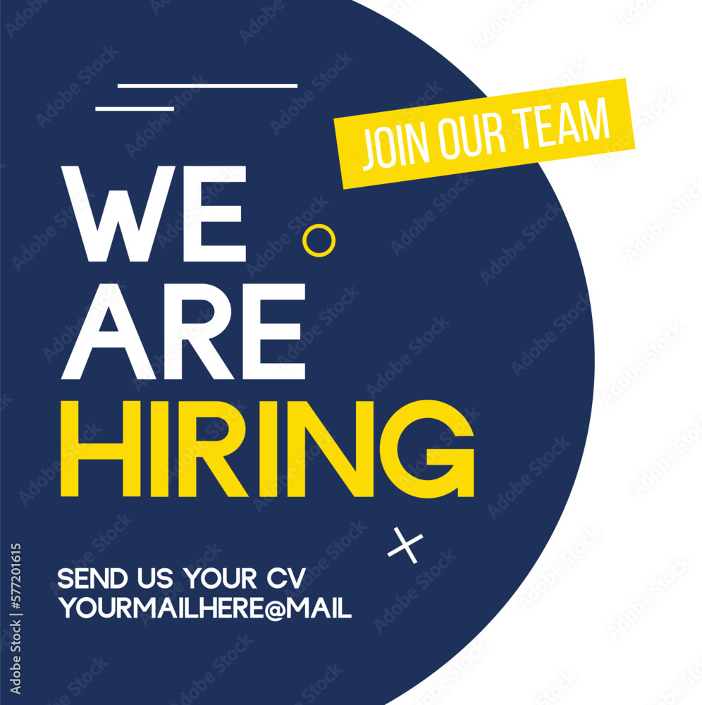 We are hiring recruitment design poster. Modern brush lettering with ...