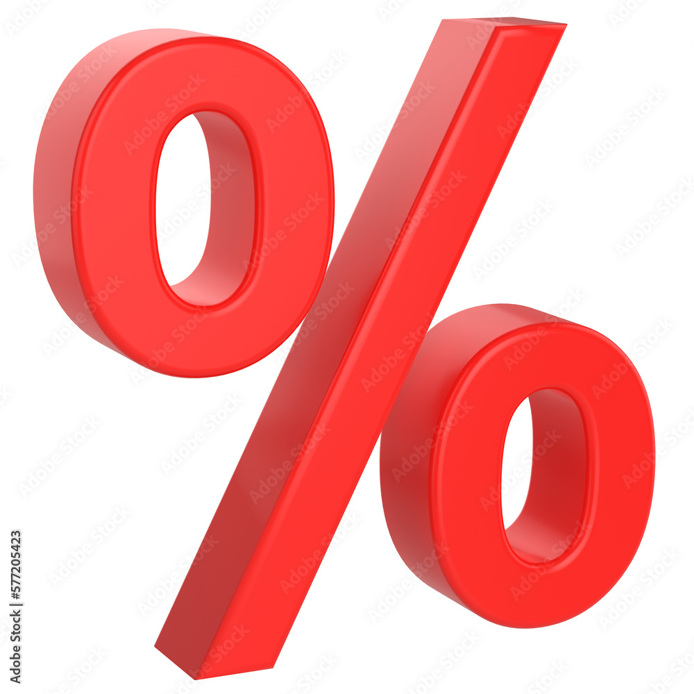Red percent symbol isolated on transparent background Stock ...