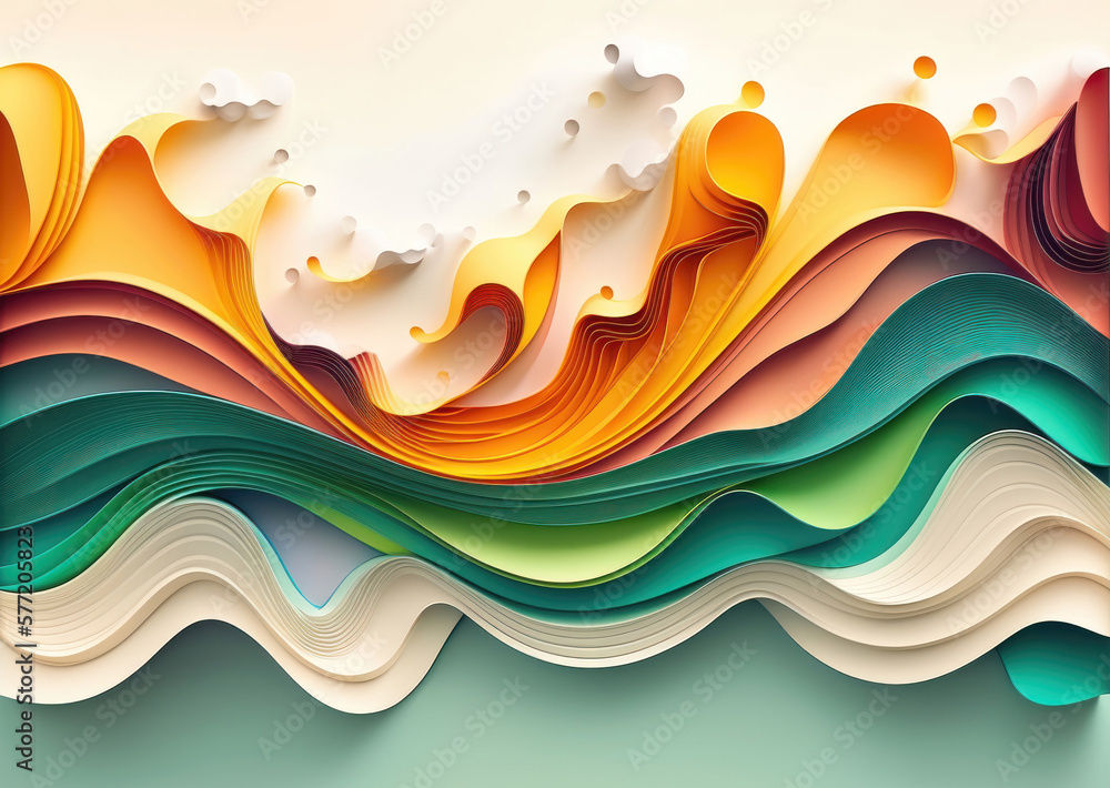 Paper waves abstract banner design. AI generation Stock Illustration ...