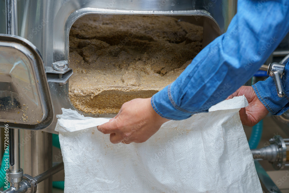 The process of cleaning up beer production waste at the brewery from ...