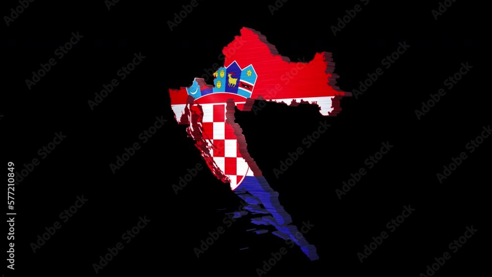 3D animation of Croatia map rotating, isolated by alpha channel ...