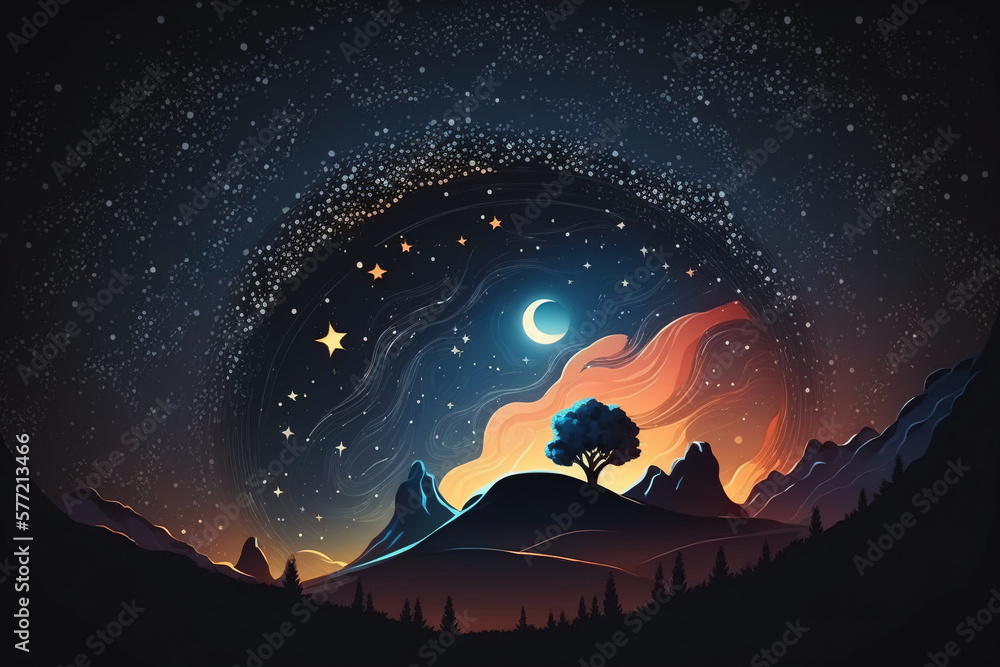 Moonless night with a brilliant starry sky and the Milky Way ...