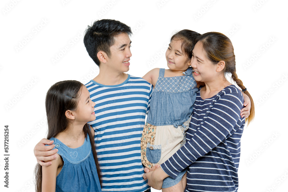 Happy Asian family isolated on transparent background, Happy family enjoying together. PNG file ...