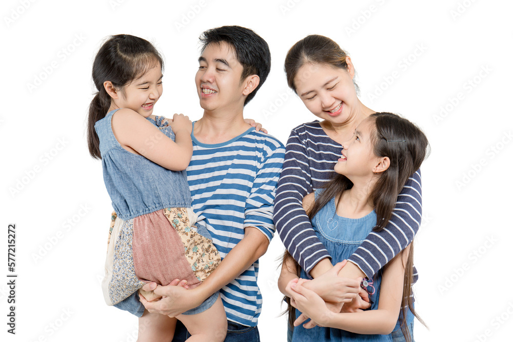 Happy Asian family isolated on transparent background, Happy family enjoying together. PNG file ...