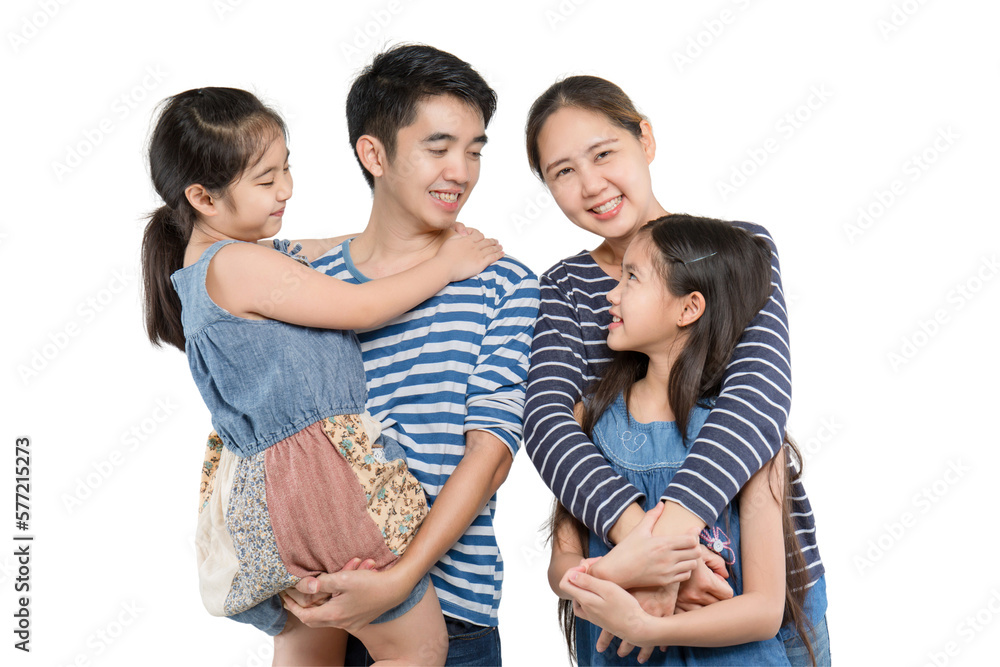 Happy Asian family isolated on transparent background, Happy family ...