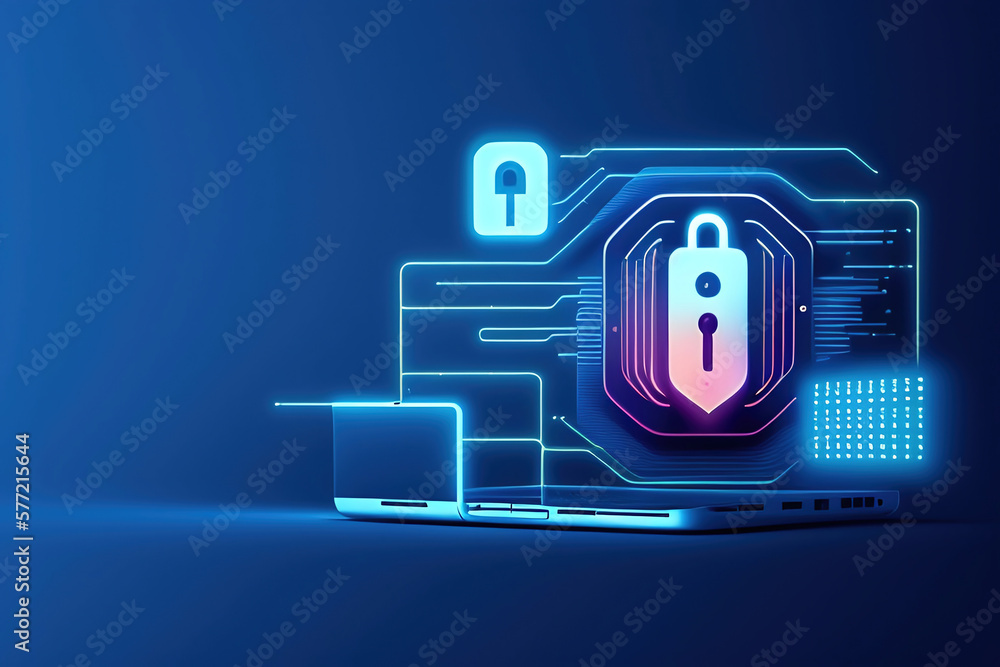 Generative AI: cybersecurity concept, cloud and information Stock ...