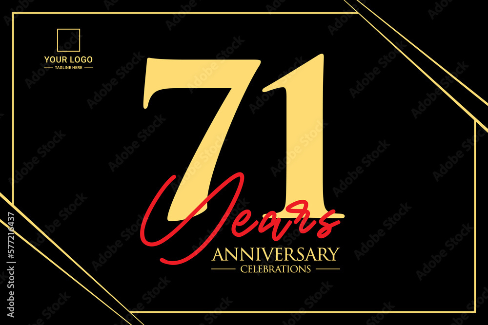 Vetor de 71 years anniversary. Anniversary template design concept with ...