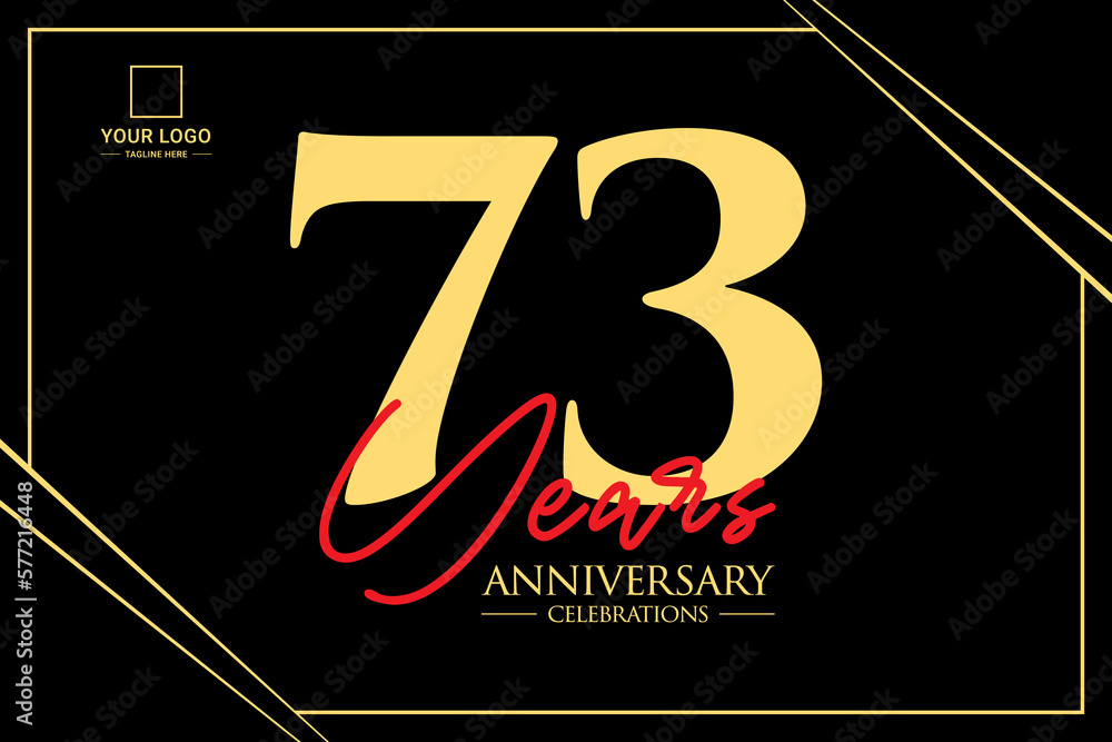73 years anniversary. Anniversary template design concept with golden ...