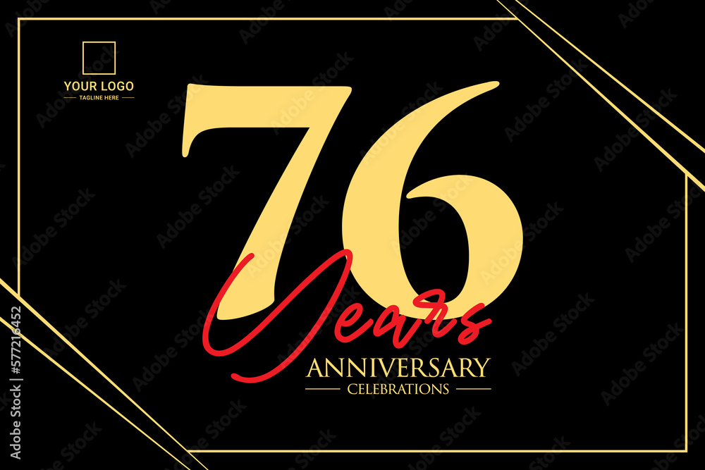 76 years anniversary. Anniversary template design concept with golden ...