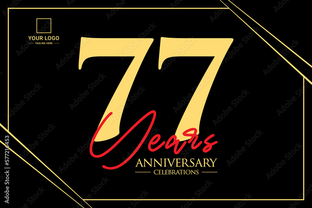 77 years anniversary. Anniversary template design concept with golden ...