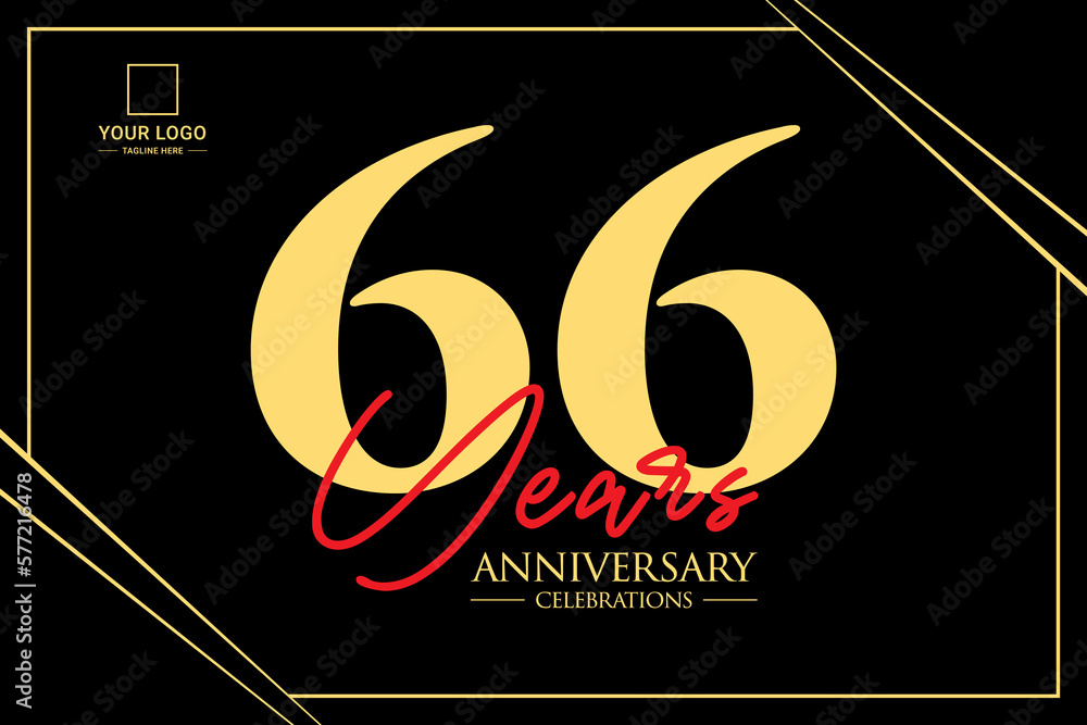 Vetor de 66 years anniversary. Anniversary template design concept with ...