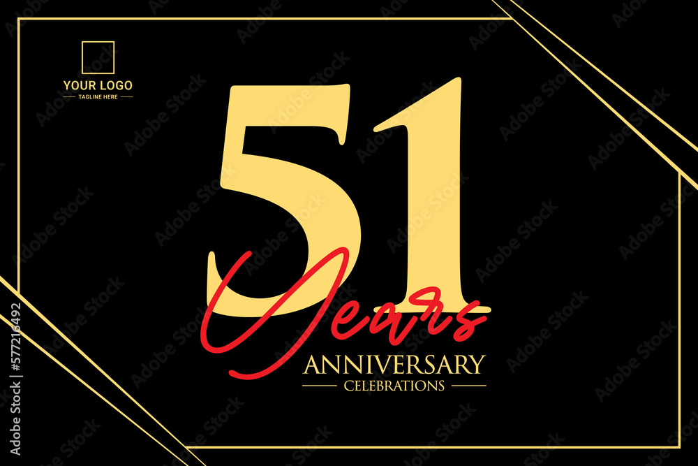 51 years anniversary. Anniversary template design concept with golden ...