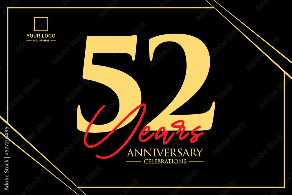 Vetor de 52 years anniversary. Anniversary template design concept with ...