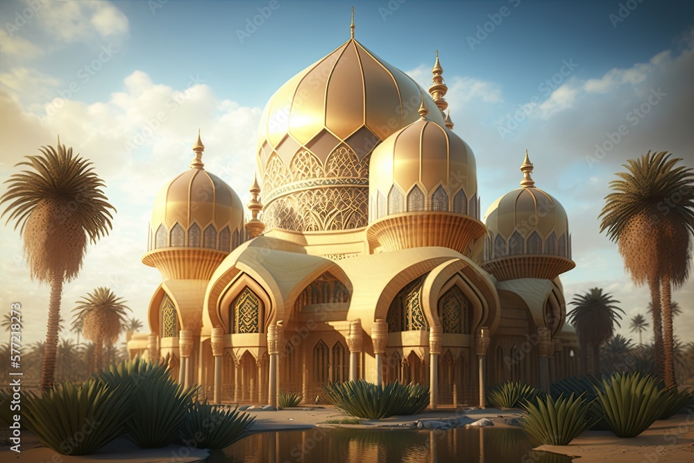 magnificent mosque, masjid, Islamic building, ai generated art ...