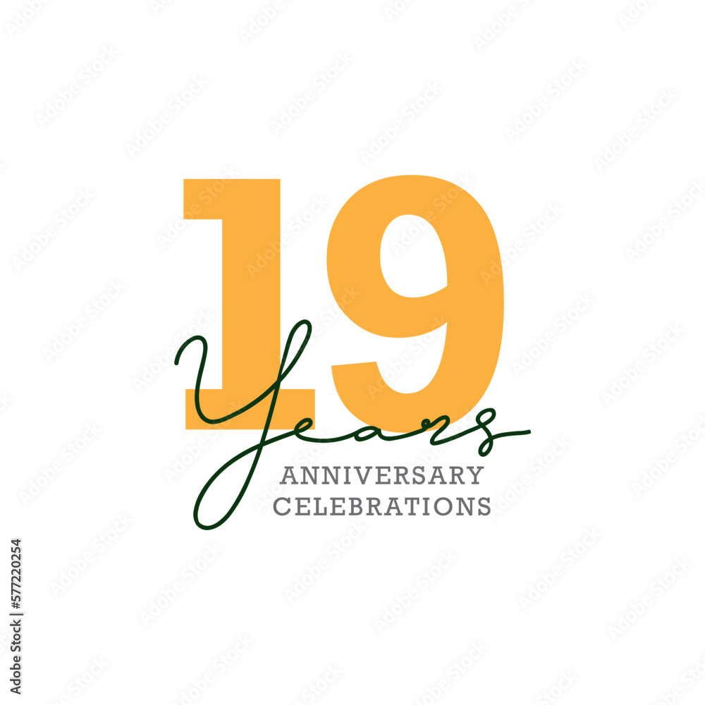 19 years anniversary. Anniversary template design concept with golden ...