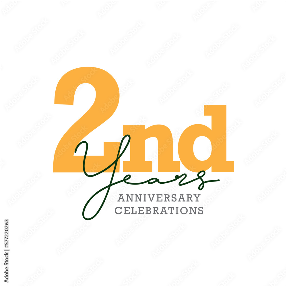 2 years anniversary. Anniversary template design concept with golden ...