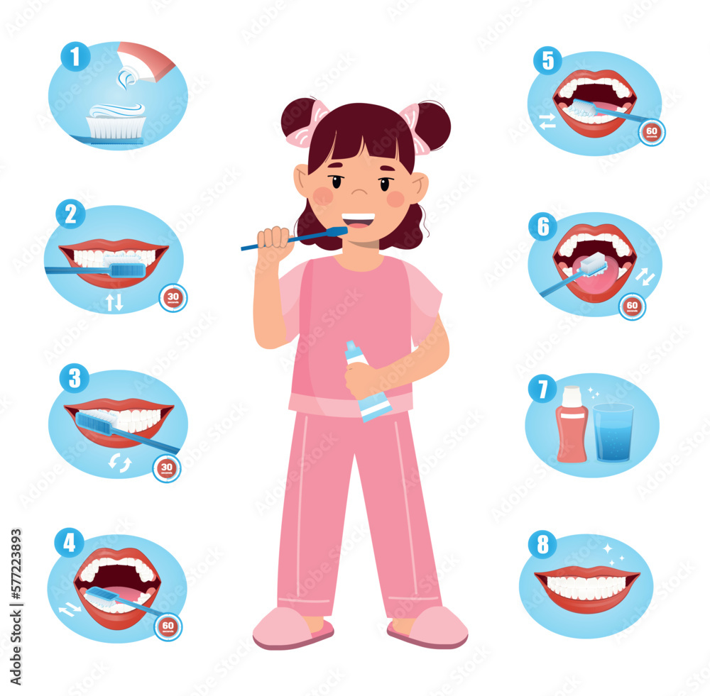 How to brush your teeth correctly. Infographics and educational ...
