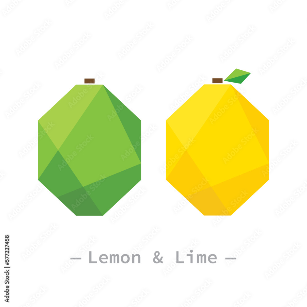 Single lemon lime abstract geometrical flat design illustration. Simple ...