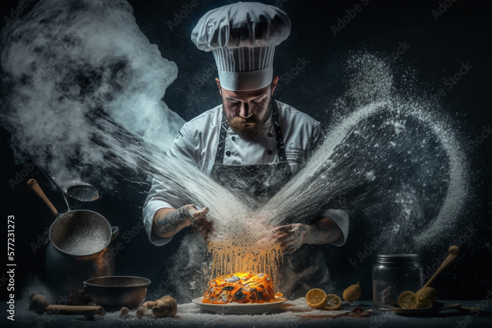 Stockillustratie Show cooking, isolated illustration, food, cuisine ...