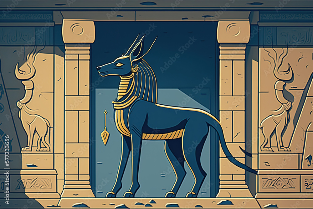 Egyptian city of Abydos has a bas relief depicting the God Anubis in ...