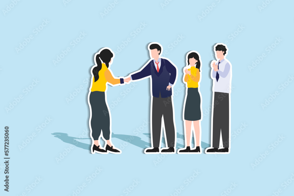 Onboarding new employee, warm welcome to new office, introduce new hire ...