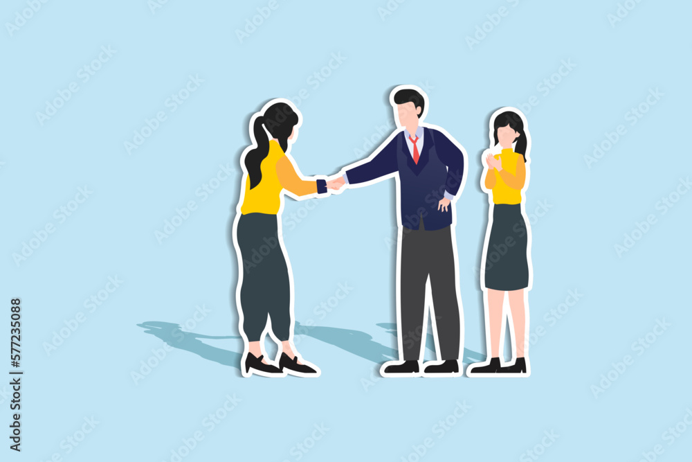 Onboarding new employee, warm welcome to new office, introduce new hire ...