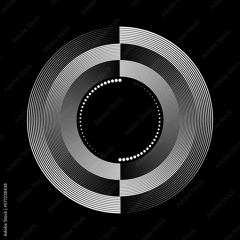 White vector speed lines in circle form. Geometric art. Vector ...