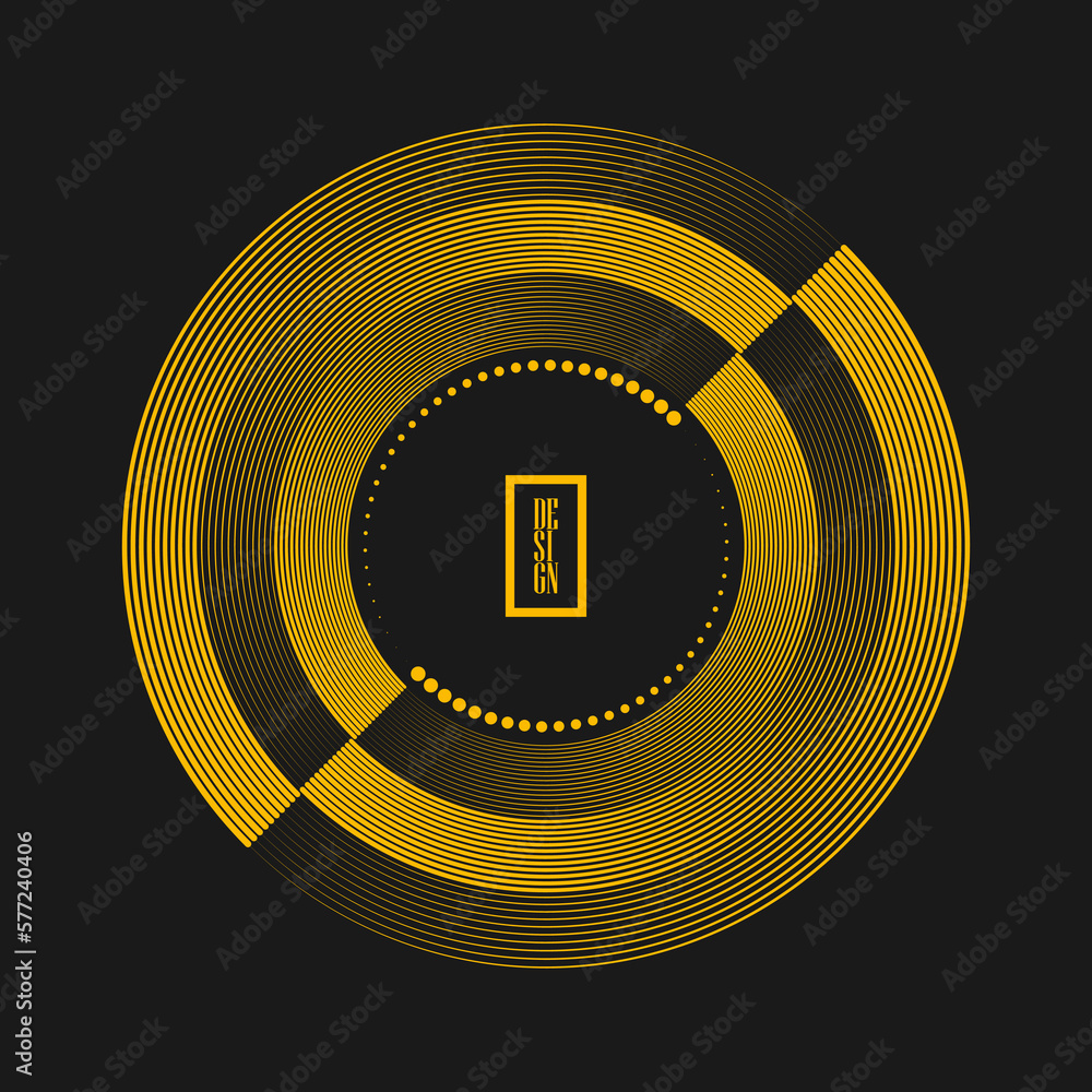 Yellow vector speed lines in circle form. Geometric art. Vector ...