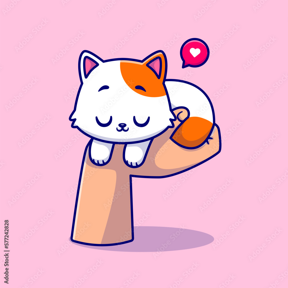 Cute Cat In Hand Cartoon Vector Icon Illustration. Animal Nature Icon ...