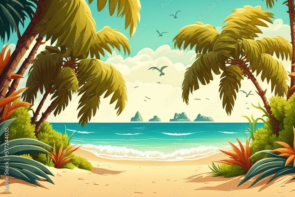 lovely tropical beach banner Wide panorama background with white sand ...