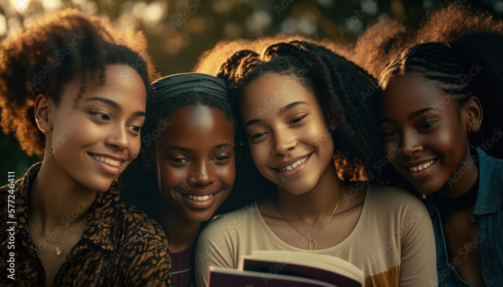 Group of Diverse and Empowered African American Black Youth Female High ...