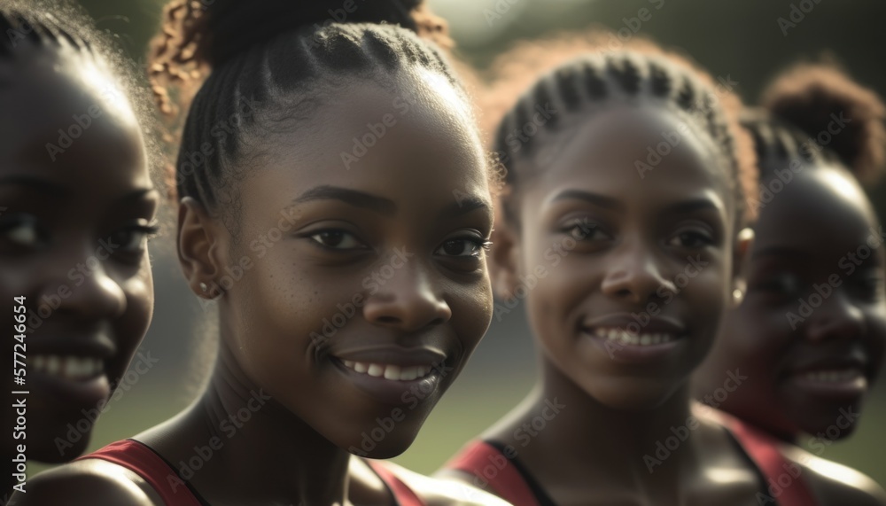Group Of Diverse And Empowered African American Black Youth Female High
