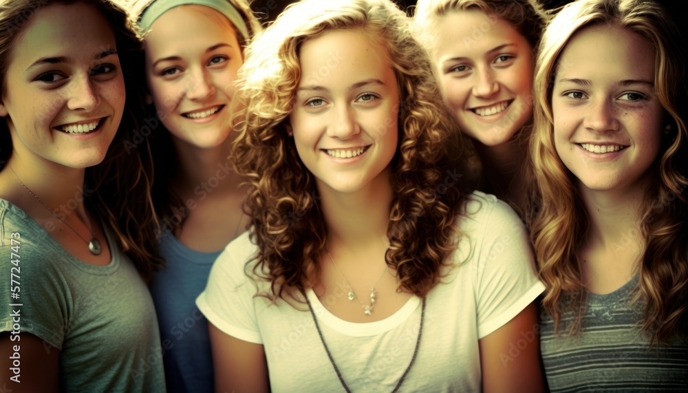 Group of Diverse and Empowered Caucasian White Youth Female High School ...