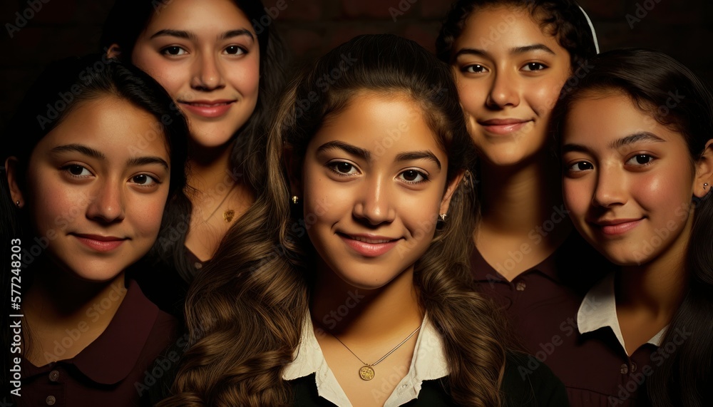 Group of Diverse and Empowered Hispanic Youth Female High School ...