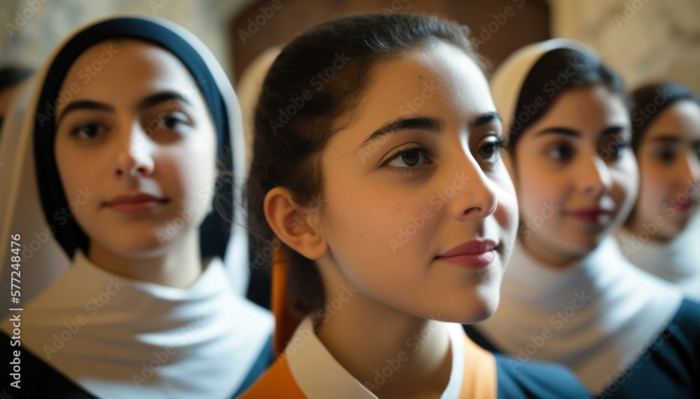 Group of Diverse and Empowered Middle Eastern Youth Female High School ...